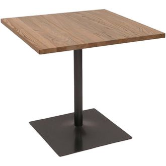 Hhg Bistrotisch 544, Bartisch Thekentisch, Industrial Gastronomie Ulme Holz MVG-zertifiziert 75x80x80cm hellbraun