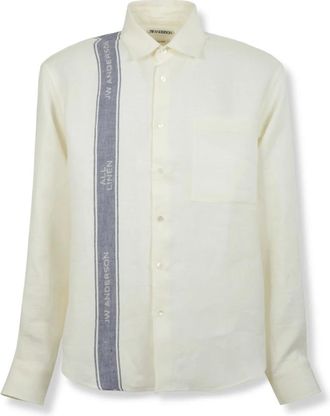 J.W.Anderson Homme, Chemises, Blanc, Taille: S Linen Tea Towel Stripe Shirt