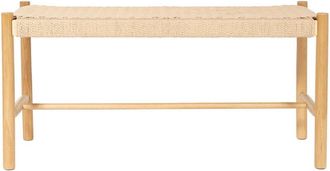 DRAWER Banc en corde tress&eacute;e et bois L90cm - Bois clair - Victor