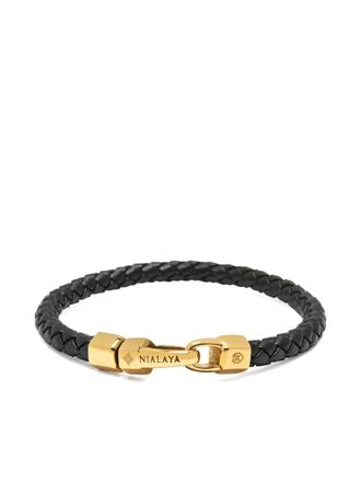 Nialaya bracelet en cuir tress&eacute; - Noir