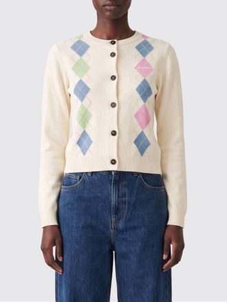 Ganni Cardigan slim en coton &agrave; motif losanges