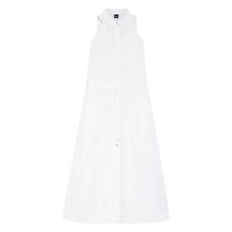 HUGO BOSS Femme, Robes, Blanc, Taille: 42 FR Collared Drawstring Midi Dress