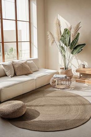 Hanse Home Jute Teppich Rangpur Rund - Natur Wohnzimmerteppich - Handgewebt & Nat&uuml;rlich - Boho Naturfaser Juteteppich f&uuml;r Wohnzimmer, Schlafzimmer, Esszimmer, Fl