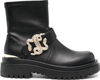 Just Cavalli Schnürstiefel mit Logo-Schild - Schwarz