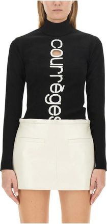 Courr&egrave;ges Femme, Pulls, Noir, Taille: 38 FR Pull Intarsia