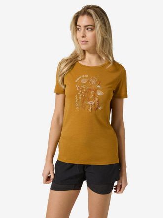 super.natural Print-Shirt f&uuml;r Damen, Merino ROCK FLOWERS TEE Blumen Motiv, atmungsaktiv