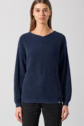 Hempage Hempage Damen vegan Pullover Mit V-Ausschnitt Timeless Navy