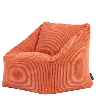 Icon Brand Natalia Pouf Enfant, Velours C&ocirc;tel&eacute;, Pouf Poire avec Remplissage, Chaise Enfant, Fauteuil Chambre, Meuble Chambre, Meuble Salon, Orange