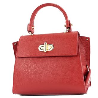 modamoda.de T182 - ital. Damen Henkeltasche Klein Leder, Farbe:Dunkelrot