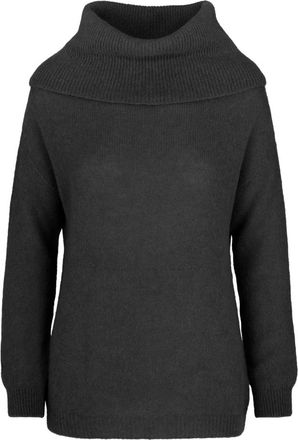 Bomboogie Femme, Pulls, Noir, Taille: 42 FR Pull Sans Couture en M&eacute;lange dAlpaga avec Col Enveloppant