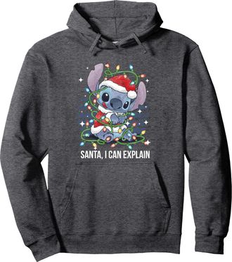 Disney Lilo & Stitch Christmas Santa I Can Explain Cute Mess Pullover Hoodie