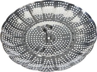 axentia Dünsteinsatzsieb in Silber, Gemüsedampfer aus rostfreiem Edelstahl, Dünsteinsatz mit Griff zum problemlosen Einsetzen und Herausnehmen, beliebig verst