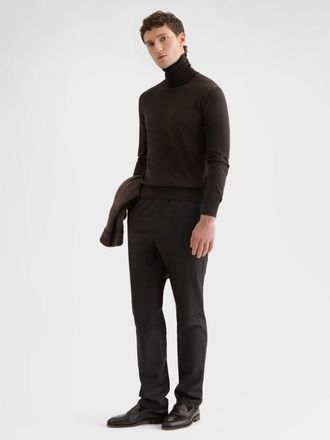 Agnona Mens Turtleneck Sweater Dark Brown Wool
