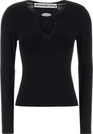 Alexander Wang Femme, Tops, Noir, Taille: 36 FR T-shirt &agrave; manches longues en viscose stretch