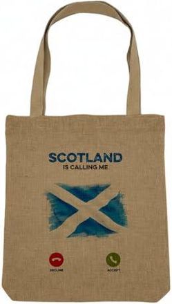 Fabulous Sac Shopping Tote Bag Aspect Lin - Scotland Is Calling Me Flag Travel Culture - Sac de Courses Toile Epaisse 360g Beige Naturel Cabas Port&eacute; Epaule Sol