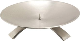 NKlaus Dreifußleuchter Ø13,0cm mit Dorn klein Messing vernickelt Kerzenleuchter matt 10714