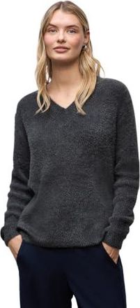 Street One 3015650 Pull Douillet à col en V, Gris foncé, 42 Femme