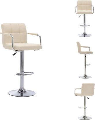 vidaXL Barhocker Creme Stoff - Barhocker - K&uuml;chenhocker - Esszimmerstuhl - Drehstuhl - Cremefarbene M&ouml;bel
