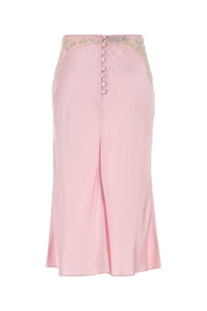 Prada Womens Pink Satin Skirt Rosa Exterior: Silk Gonne