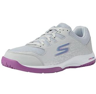Skechers Femme Viper Court Pickleball Baskets, Grey Synthetic/Mesh/Purple Trim, 37 EU