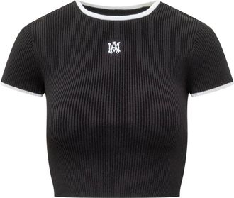 Amiri Femme, Tops, Noir, Taille: 42 FR T-shirt court brod&eacute;