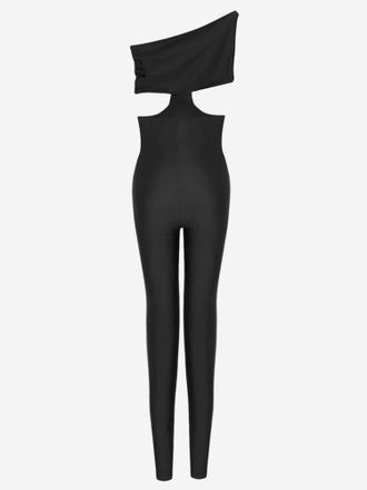 Saint Laurent Womens One-Shoulder Jumpsuit Black Polyamide Tracksuits