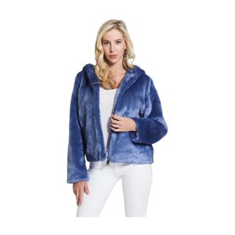 Guess Femme, Vestes, Bleu, Taille: 36 FR Manteau de fourrure