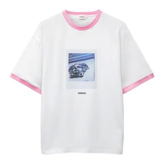 Versace T-shirt classique en jersey de coton imprim&eacute; - Femme - Tops - Blanc - Taille: 38 FR