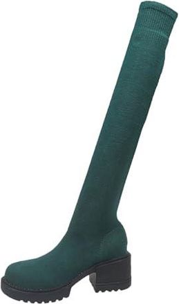 Generic Bottes au-dessus du genou pour femme - Confortables et &eacute;lastiques - &Eacute;l&eacute;gantes et d&eacute;contract&eacute;es - Couleur unie - Talon bas et &eacute;pais - Polyvalentes - Ch