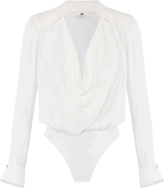 Elisabetta Franchi Femme, Tops, Beige, Taille: 42 FR Viscose Georgette Bodysuit