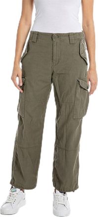Replay Damen Cargo-Hose Wide Leg, Dark Olive 234 (Grün), 28W