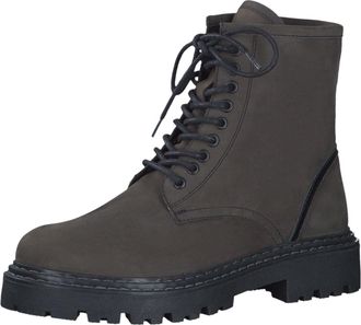 Marco Tozzi Damen Stiefeletten zum Schnüren aus Leder mit Reißverschluss, Braun (Anthracite N.C), 36 EU