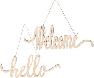 Pretyzoom 2 Sätze Holzbuchstaben Willkommen Hängend Dekoration aus für Haustür Front Porch Wanddeko Kreative Holzkunst Anhänger für Geschäft Hochzeit Feiertage