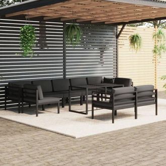 vidaXL 10-tlg. Garten-Lounge-Set mit Kissen Aluminium Anthrazit Vidaxl