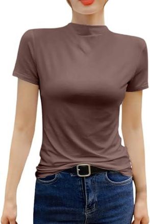 Generic T-shirt d&eacute;t&eacute; basique &agrave; manches courtes pour femme, coupe ample, d&eacute;contract&eacute;, t-shirt surdimensionn&eacute;, t-shirt d&eacute;t&eacute; tendance pour femmes, adolescentes, 