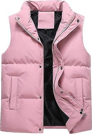 Generic Gilet de surv&ecirc;tement pour homme sans capuche - Gilet en duvet chaud - Col montant - Gilet matelass&eacute; avec fermeture &eacute;clair - Manteau dhiver uni - Avec 