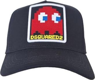 Dsquared2 Chapeau de Baseball Visière Vintage et Armoiries, Noir et Rouge, Noir/Rouge