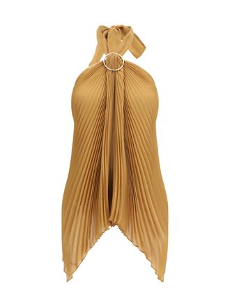 Max Mara Womens Top Pliss&eacute; Chiffon Caramel Polyester Tops
