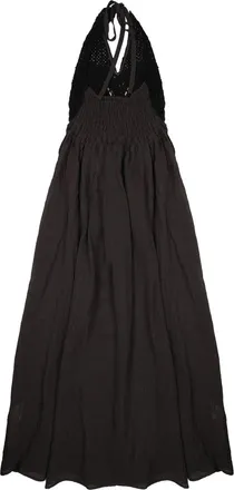 120% Lino Linen Crochet-Detail Dress - Gray
