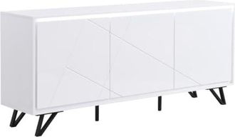 Vente-Unique Buffet 3 Portes avec LEDs en MDF - Blanc laqu&eacute; - SALIANO