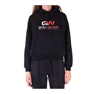 Balenciaga Hoodie mit Print und Vordertaschen - - Sweatshirts & Hoodies - Damen - Schwarzk - L