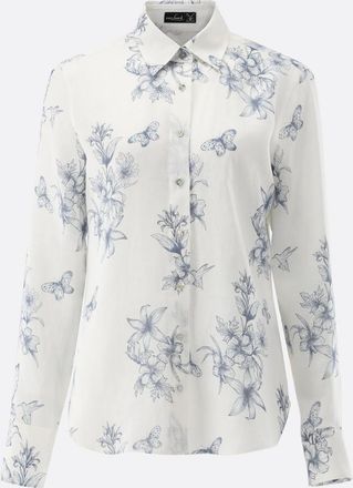 van Laack Hemdbluse aus Leinen mit Schmetterlings-Druck
