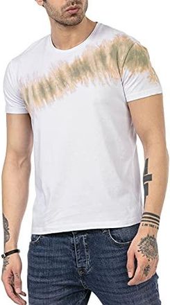 Red Bridge T-Shirt pour Homme à Manches Courtes Batik Col Rond Coton Blanc XL