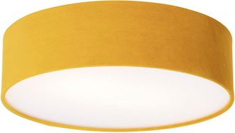 QAZQA Modern Smarte Deckenleuchte I Deckenlampe I Lampe I Leuchte Ocker 40cm inkl. 2-flammig Wifi A60 - Drum mit Schirm Dimmer I Dimmbar I Wohnzimmer I Schl