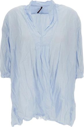Daniela Gregis Femme, Blouses et Chemises, Bleu, Taille: 38 FR Chemise en Coton Froiss&eacute;