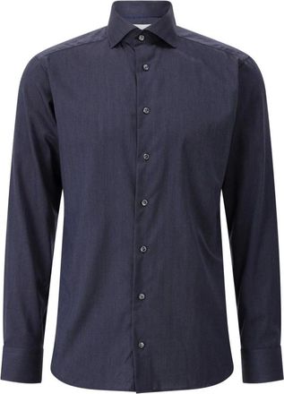 Eton Homme, Chemises, Bleu, Taille: 5XL Chemise Business Slim-Fit en Flanelle de Coton