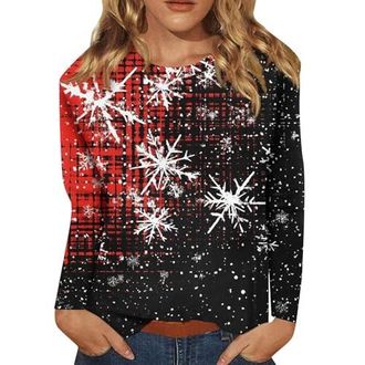 Generic Chemises de Noël pour femme - Imprimé bonhomme de neige amusant - Hauts de Noël scintillants - Chemises de vacances de Noël - Sweat-shirt graphique ha
