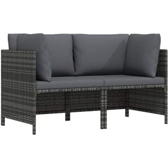 vidaXL Vidaxl - Canap&eacute; de jardin &agrave; 2 places avec coussins Gris R&eacute;sine tress&eacute;e