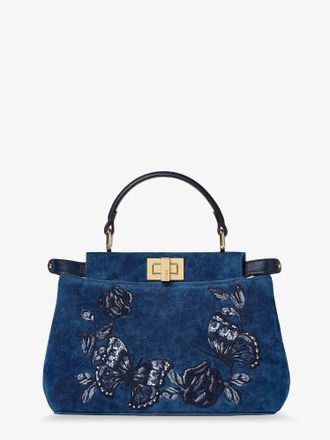 Fendi Peekaboo Mini Denim crossbody bag with Night Butterfly Embroidery - FENDI - gender_Woman
