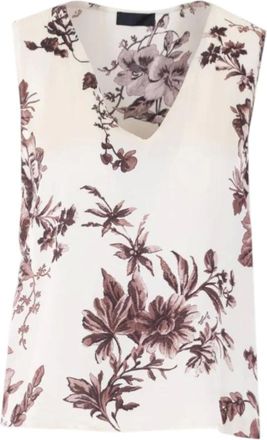 Liu Jo Femme, Tops, Blanc, Taille: 42 FR Viscose Satin Floral Top